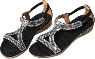 Vosarea Sandales Compens&eacute;es Femmes &agrave; Brides Transparentes Confortables et Ajustables Semelle Caoutchouc Style Estival &Eacute;l&eacute;gant Noir