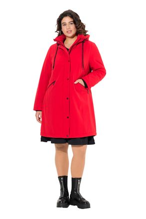 Ulla Popken Damen große Größen Übergrößen Plus Size HYPRAR Funktionsjacke, wasserabweisend, Stehkragen, Kapuze salsa 46+ 821495530-46+