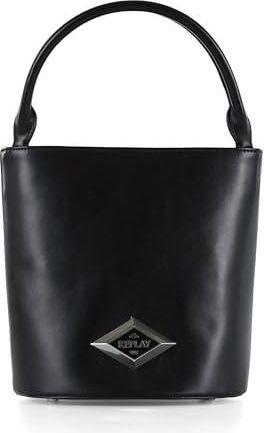 Replay Sac seau en cuir synth&eacute;tique avec plaque logo avant | 5BRDBFW3760000A0015G 0098 NOIR, Noir, Medium