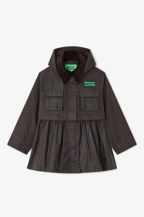 Ganni x Barbour Wachsjacke mit Sch&ouml;&szlig;chen in Gr&uuml;n - Gr&ouml;&szlig;e 32 braun