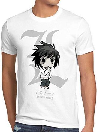 style3 L Note Death T-Shirt Homme Cahier de la Mort Anime Manga Yagami, Taille:4XL, Couleur:Blanc