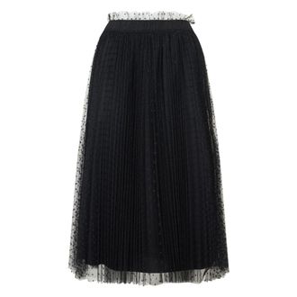 Red Valentino Femme, Jupes, Noir, Taille: 36 FR Jupe midi pliss&eacute;e en point desprit