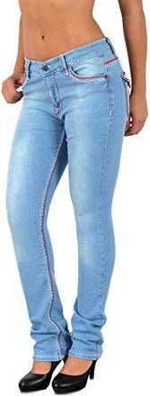 ESRA Jean Femme Droit à Couture épaisse Jeans Stretch Taille Haute Grandes Tailles J755