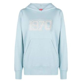 Kenzo Femme, Sweatshirts et sweats &agrave; capuche, Bleu, Taille: 36 FR Logo Printed Oversized Sweat &agrave; capuche