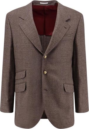 Brunello Cucinelli Blazer &agrave; revers crant&eacute;s - Homme - Vestes - Brun - Taille: L