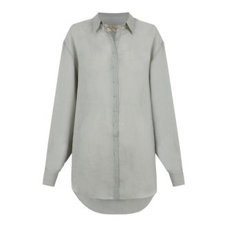 Cortana Himmelblaues Oversize Leinenhemd - - Blouses & Shirts - Damen - Blau - S