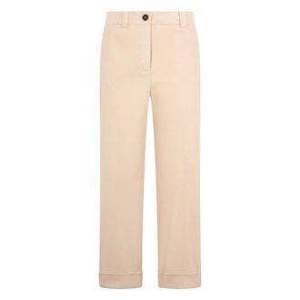 PESERICO Femme, Pantalons, Beige, Taille: 44 FR Pantalon en coton stretch