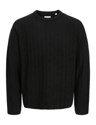 Jack & Jones Jjebradley Carter Knit Crew Neck Sn, Noir, S