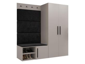 Mirjan24 Garderoben-Set Mapreni I, Schuhschrank + Kleiderhakenbrett + Kleiderschrank Gepolstertes Paneel/Wandpaneel Kleiderhaken Flurgarderobe Wandgarderobe (C