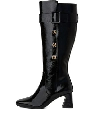 Karl Lagerfeld bottines en cuir verni à boucle - 999 BLACK