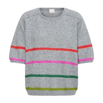 Ichi Rundhals-Strickpullover - - Knitwear - Damen - Grau - L