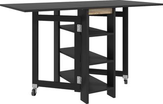 HOMCOM Klappbarer Esstisch, klappbarer Küchentisch, auf Rollen, mit 2 Klappen und 3 Regalen, modernes Design, Küchentisch für kleine Räume, 120 x 60 x 75 cm,