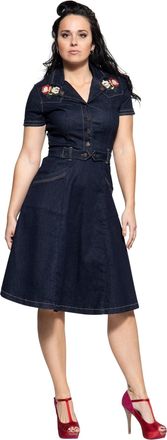 Queen Kerosin Damen Denim Jeanskleid Regular Fit Western Stickerei