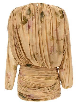 Magda Butrym Floral-Print Draped Dress - Beige