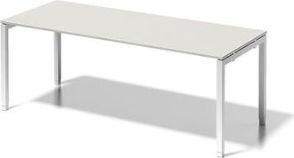 Bisley Cito Schreibtisch, 650-850 mm höheneinstellbares U-Gestell, Metall, Gw396 Dekor Grauweiß, Gestell Verkehrsweiß, 80 x 200 x 85 cm