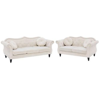 Beliani Ensemble de salon 5 places SKIEN Velours Beige