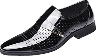 Generic Chaussures formelles pour homme, chaussures &agrave; enfiler en cuir pour homme, chaussures derbys &agrave; bout pointu mocassins formels avec boucle en m&eacute;tal, chau