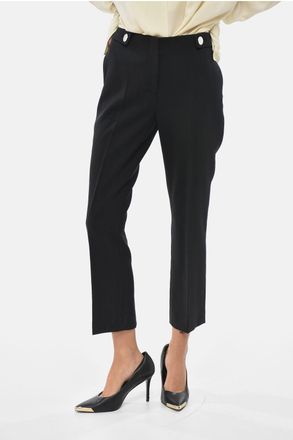 Prada Gerade geschnittene Wollhose mit Kn&ouml;pfen im Spiegeleffekt Prada