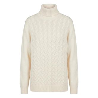 Moorer Pullover mit hohem Kragen und Rippstrick - - Knitwear - Damen - Wei&szlig; - XS