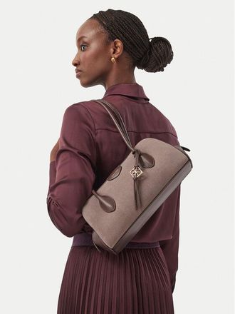Calvin Klein Handtasche Emblem Trio Suede Shoulder Bag LV04F3888G Beige