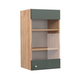 Vicco Küchenglasschrank Fame-Line, Grün-Gold Landhaus, 40 cm