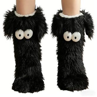 Generic Friends Chaussettes confortables avec yeux, jolies chaussettes dhiver antid&eacute;rapantes pour femme, chaussettes damis, chaussettes ultra chaudes en peluc