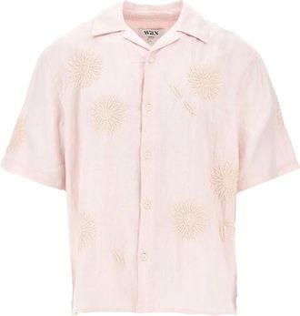 Wax London Chemise en lin &agrave; fleurs brod&eacute;es Didcot - Homme - Chemises - Rose - Taille: L