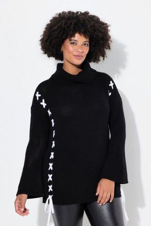 Angel Of Style Strickpullover Pullover Loose Fit Zierbänder Trompetenärmel