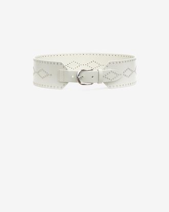 Isabel Marant Ceinture Lucie En Cuir - Femme - &Eacute;cru-argent&eacute; - Taille75 - Isabel Marant