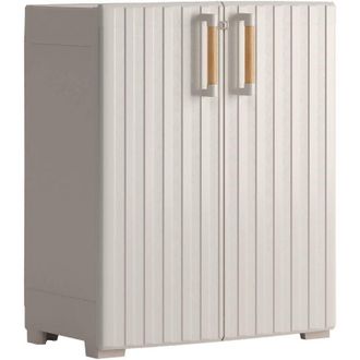 Dmora Armoire dext&eacute;rieur Melville, Meuble de jardin une &eacute;tag&egrave;re, 2 portes Made in Italy, 45x80x98h cm brun sable