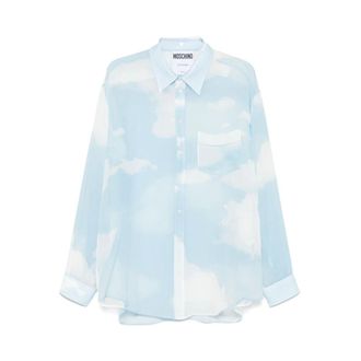 Moschino Homme, Chemises, Bleu, Taille: XL Chemise Bleu Ciel à Boutons Manches Longues