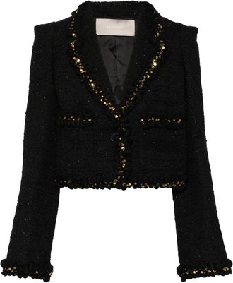 Elie Saab Tweed-Jacke mit Pailletten - Schwarz