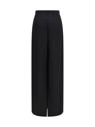 Maison Margiela Womens Long Skirt With Back Slit Black Fleece Wool Ovis Aries Pant Trousers