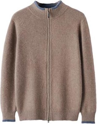 Generic Cardigan dhiver Zippé en Cachemire pour Hommes - Col Mi-Haut, Manteau en Laine Tricotée De Couleur Unie