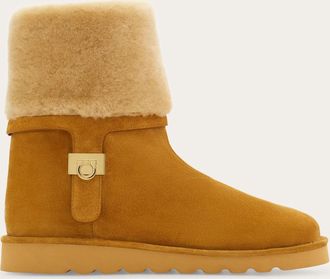 Ferragamo Damen Stiefelette mit Hug-Schnalle Beige Gr&ouml;&szlig;e 36.5