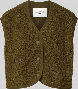 Marc O'Polo Denim Boxy Fit Teddyfell-Weste mit Druckknopfleiste