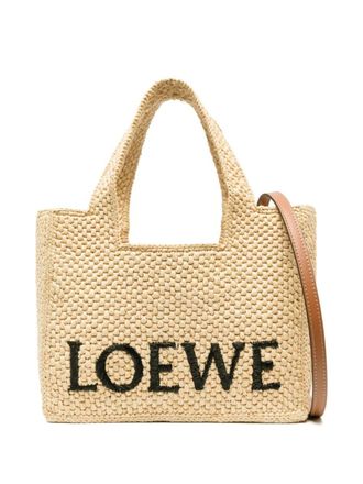Loewe sac cabas en raphia - Tons neutres
