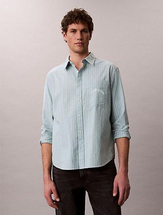Calvin Klein Gestreiftes, L&auml;ssiges Button-down-hemd - Bel Air Blue - Herren - 2XL