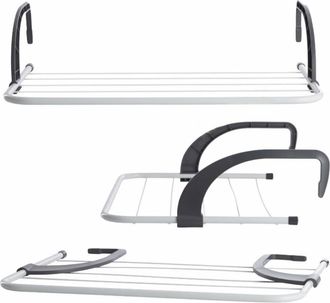 Generic 2 Stück Wäschetrockner Ständer, Metall/Kunststoff, 50 cm breit, 33 cm tief, 3 m Trockenlänge, verstellbare und klappbare Arme, für Bekleidung, Bodenmo