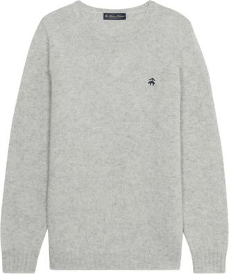 Brooks Brothers Homme, Pulls, Gris, Taille: S Pull en Laine Shetland avec Logo