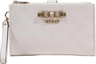 Guess Femme, Accessoires, Blanc, Taille: ONE Size &Eacute;l&eacute;gant sac avec fermeture &eacute;clair et bouton avec poches int&eacute;rieures