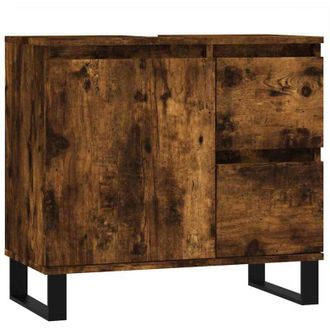 vidaXL Armoire de bain ch&ecirc;ne fum&eacute; 65x33x60 cm bois ding&eacute;nierie