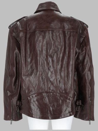 Saint Laurent Leather Biker Jacket - Brown