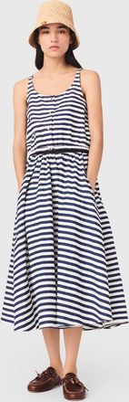 Maje Top Aus Leinenmischung - Wei&szlig;/blau - Maje