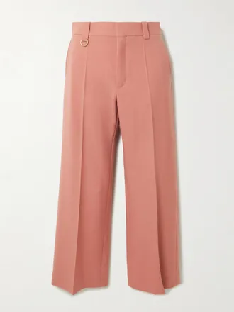 Chlo&eacute; Pantalon Large Raccourci En Gabardine De Laine - Rose