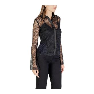 Guess Femme, Blouses et Chemises, Noir, Taille: 36 FR Classic Long Sleeve Round Neck Shirt