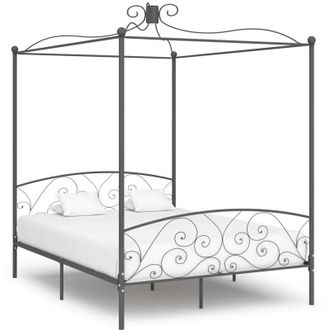 vidaXL Himmelbett-Gestell Grau Metall 180 x 200 cm Vidaxl