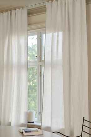 Jotex Jotex LINA Linen-Mix Multifunktionsgardine 2er-Set, Hochwertige Halbtransparente Leinen und Baumwolle Gardinen (2er-Pack) - Naturweiß, 135 x 220cm