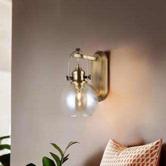 Opviq Antiquation Wall Lamp, Metal Body with Glass Cap, &Oslash;14 cm, 26 cm Height | E27 Socket, Max 40W | Stylish Lighting for Home & Office Decor, IP20 Rated