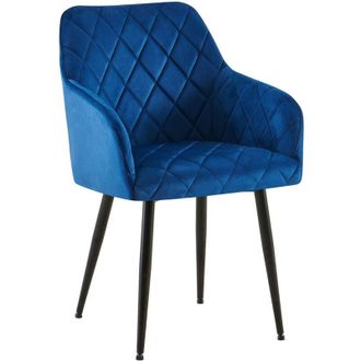 Clp Chaise de salle à manger Monett velours Bleu foncé Métal noir mat